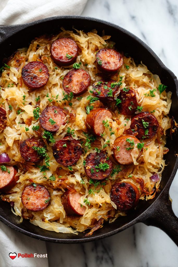 Kielbasa With Sauerkraut Skillet Recipe - Polish Feast